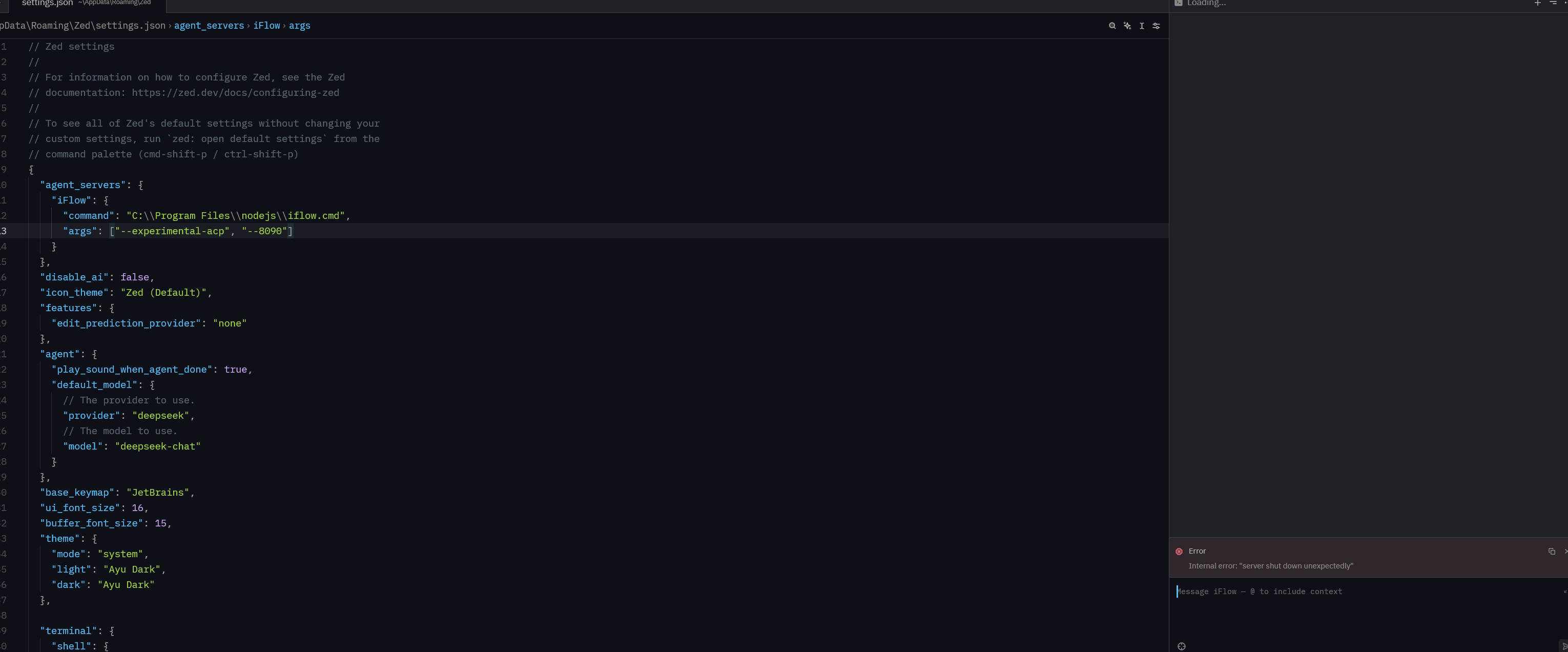 iflow cli 如何在zed中设置 - iFlow CLI - 心流AI交流社区